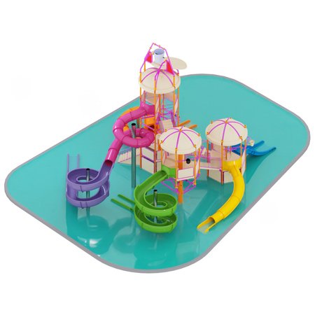 Water Castles Water Playgrounds with water games for children - Slide